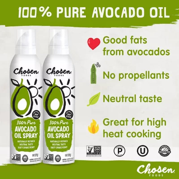 Chosen Foods Avocado Oil Cooking Spray 8 Oz., 2 Pk. – Zain Club