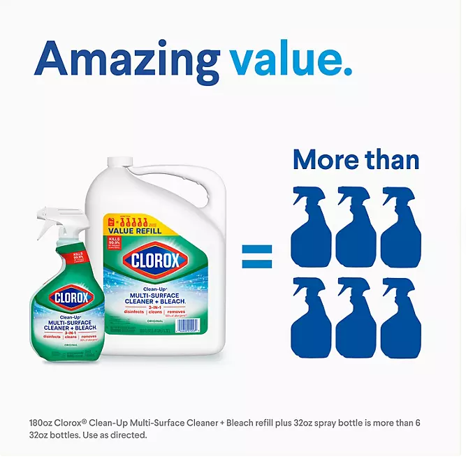 Clorox Clean-Up All-Purpose Cleaner + Bleach, Original Spray + Refill ...